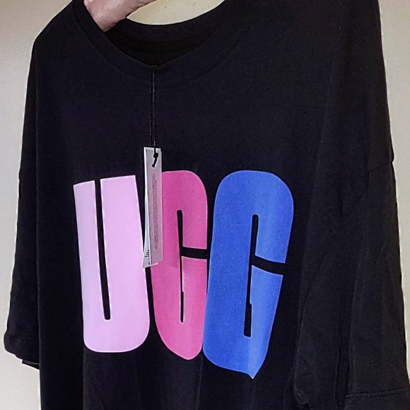 UGG | Dresses | Ugg Black Tshirt Dress Logo Design Nwt Size Medium ...